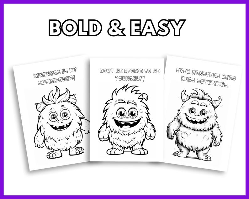 Cute Kawaii Monster Coloring Pages for Kids Printable Monsters Book ...