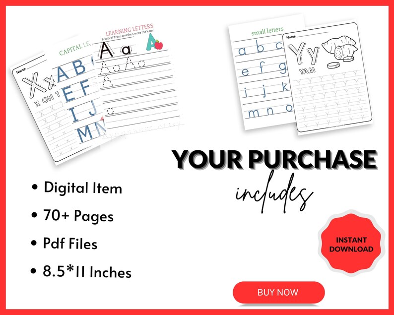 Alphabet Tracing Worksheets for Kids Printable ABC Handwriting Practice ...