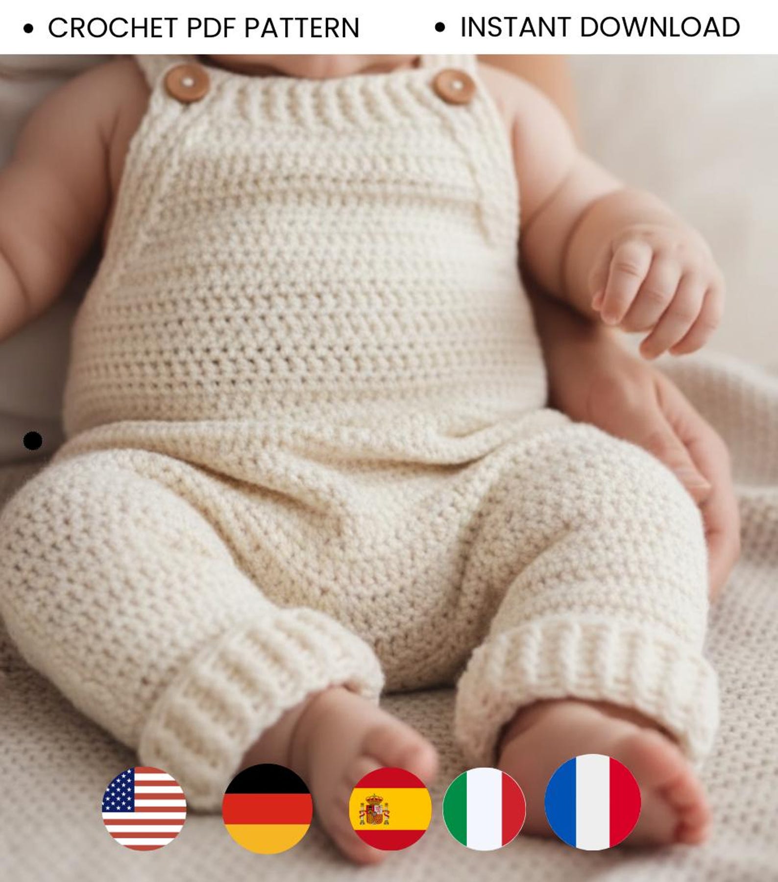 Crochet Baby Romper PDF Pattern | Newborn Overall Tutorial | Strampler ...