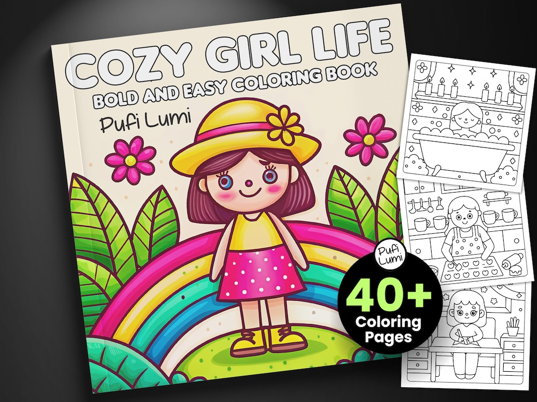 Cozy Girl Life, Bold and Easy Coloring Book, Girl Coloring, Relaxation ...