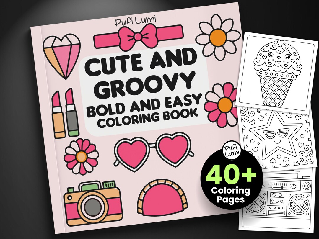 Groovy Coloring Pages, Bold and Easy Pattern Coloring Book, Cute ...
