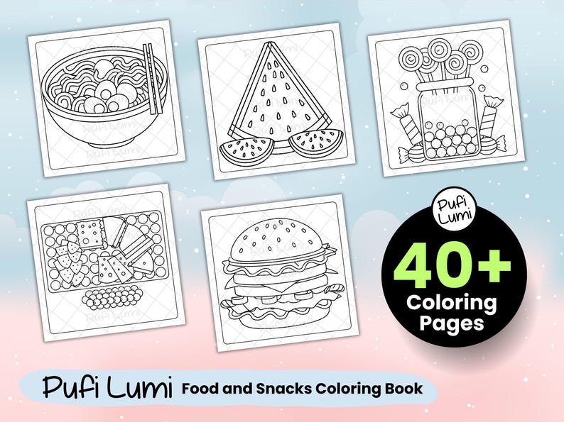 Food Drink and Sweets Coloring Pages, Delicious Food Printable, Digital ...