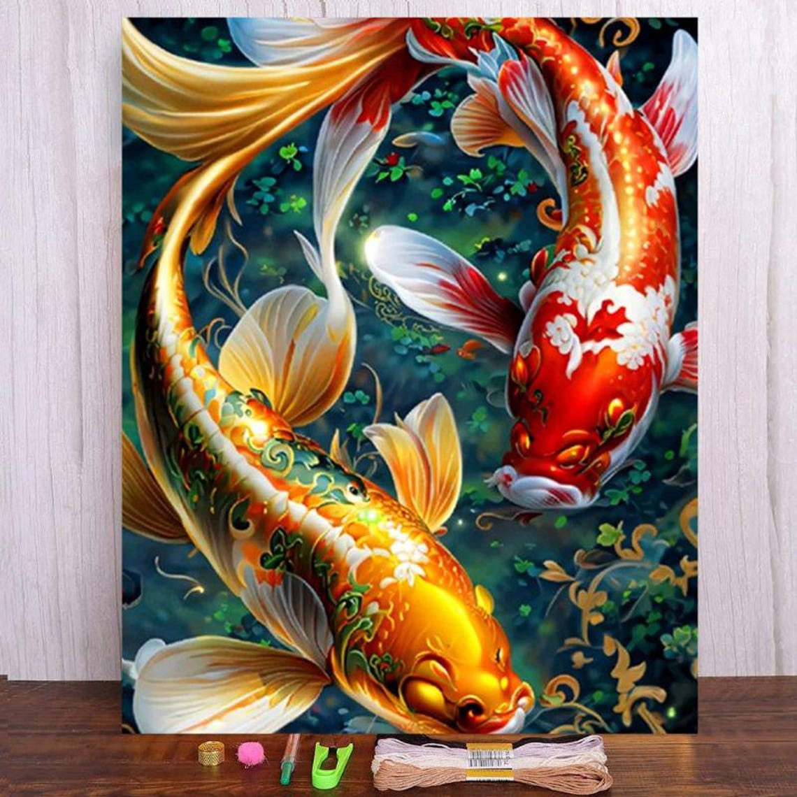 Koi Fish Cross Stitch Kit: Stamped Aida, Hand Embroidery - Etsy