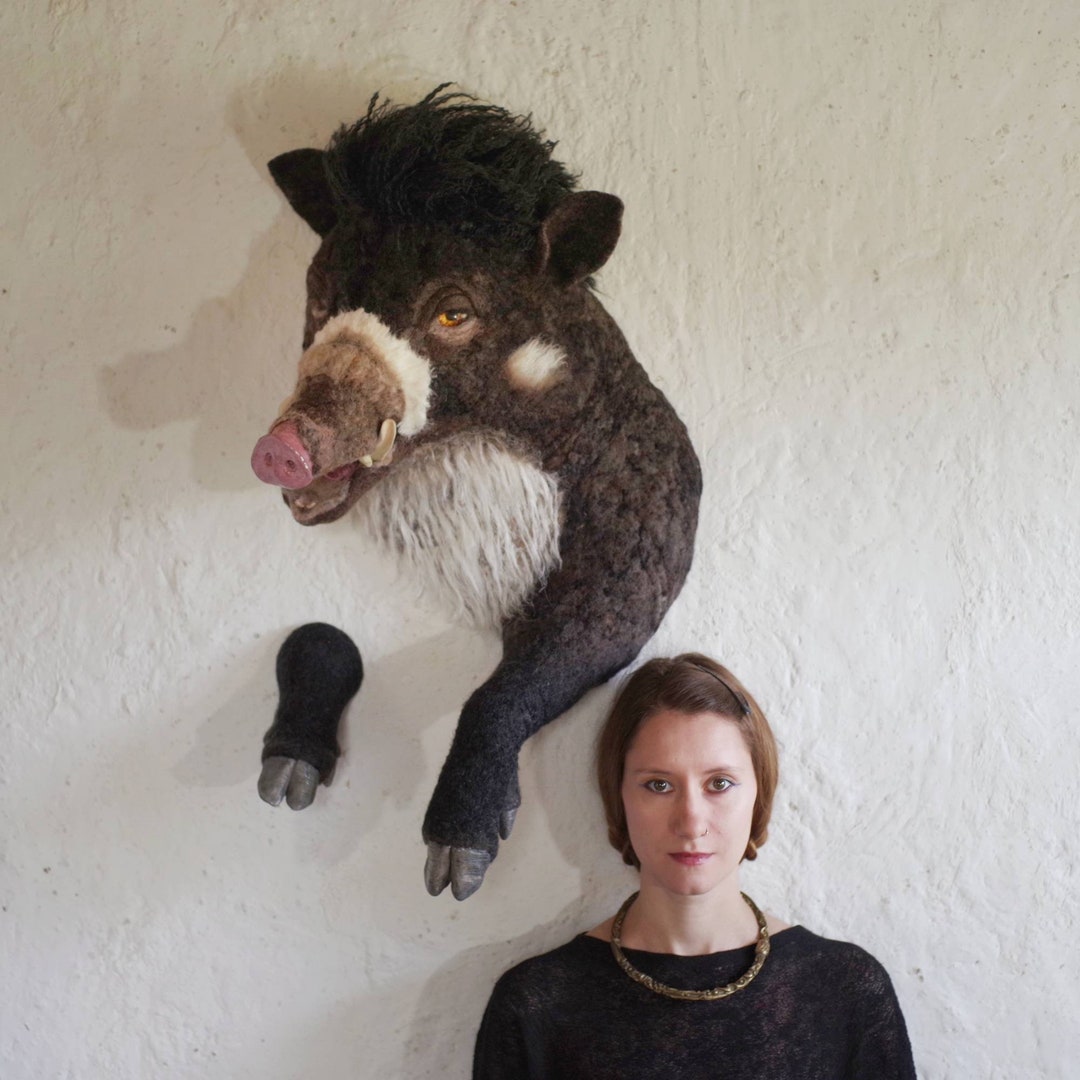 RESERVED- Visayan Pig - Needle Felted Sculpture / Original Art / Wall ...