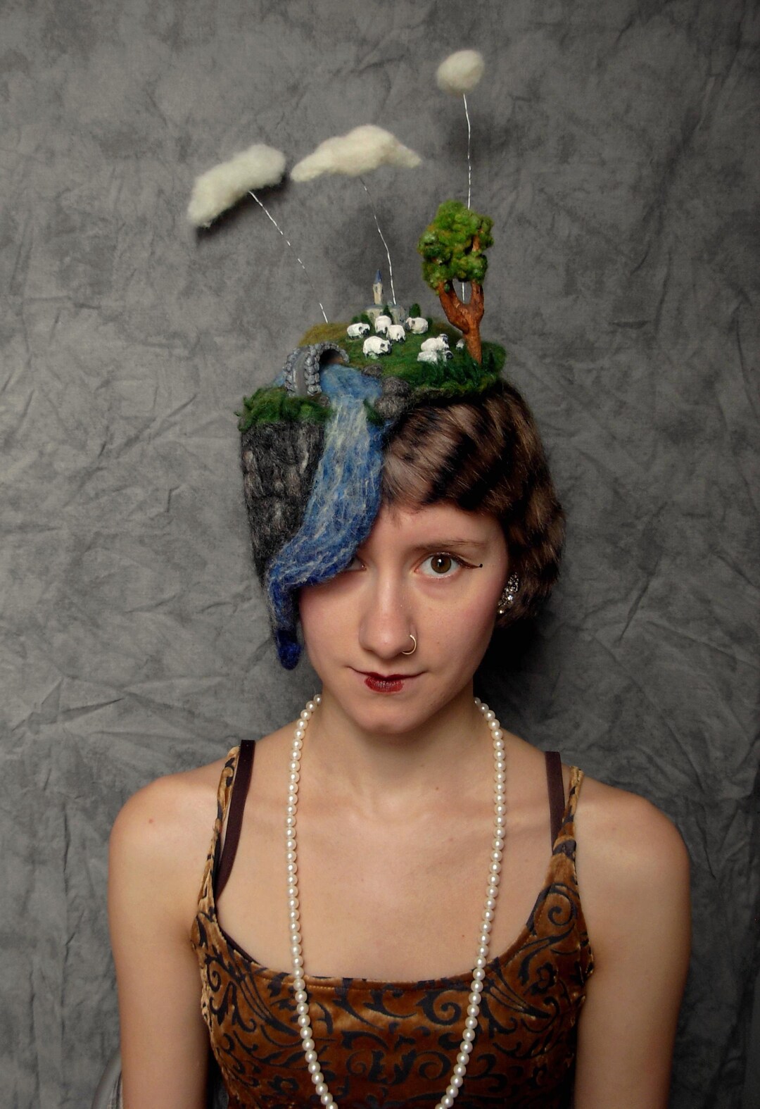 Custom Felt Landscape Hat: Wearable Art Couture ~ Unique Accessory ...