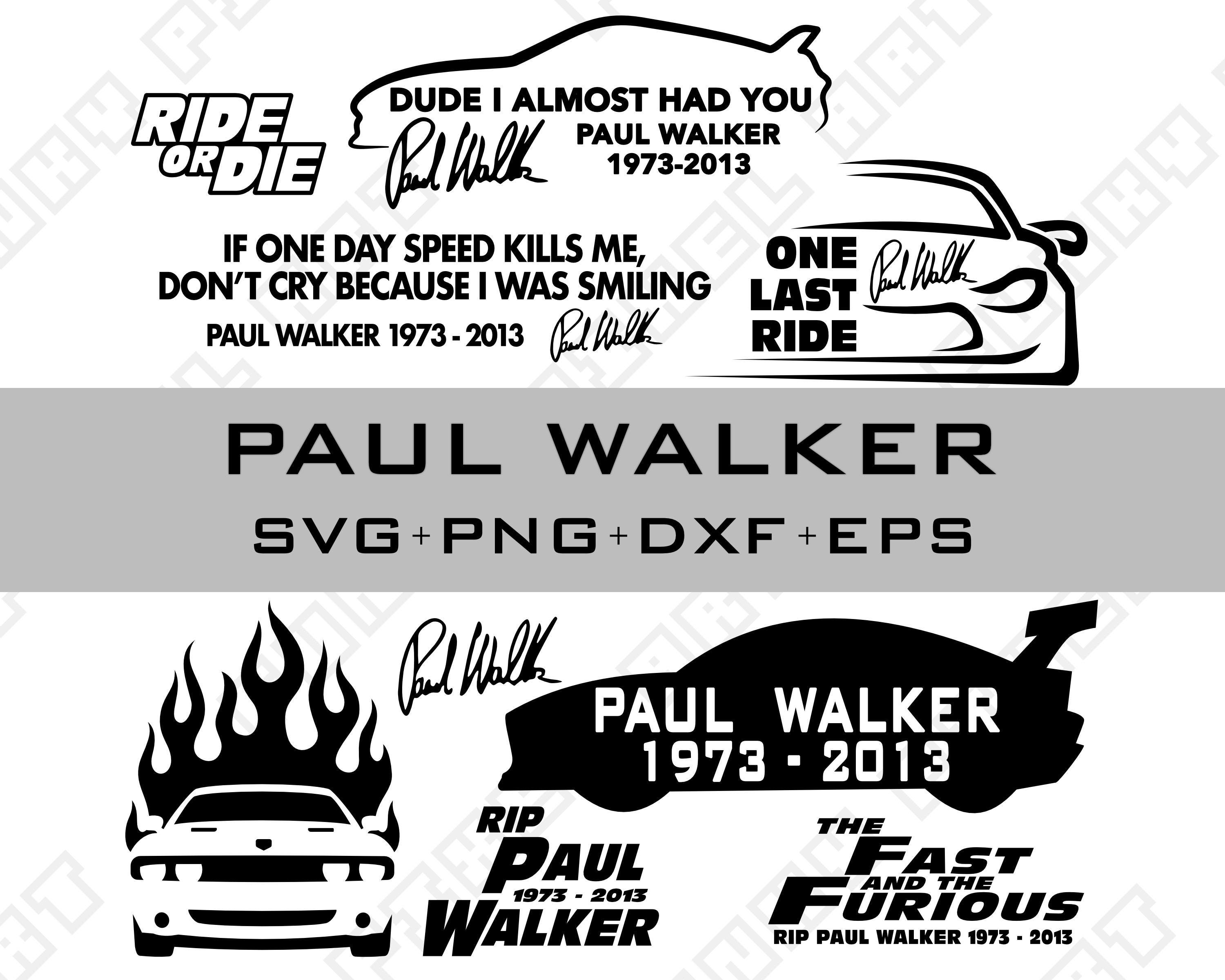 Paul Walker Bumper Sticker SVG Bundle | Fast & Furious Car Decal Cut ...