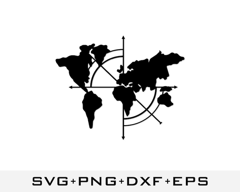 Adventure World Map SVG | Compass Travel Cut File | Wanderlust Decal ...