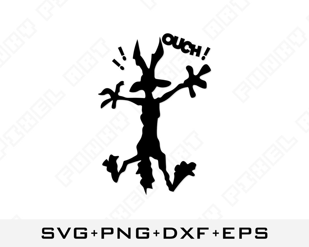 Wile E Coyote Cartoon Crash Ouch SVG | Funny Impact Cut File ...