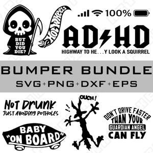 Funny Bumper Sticker SVG Bundle | Car Decal Cut File | Humorous Driving ...