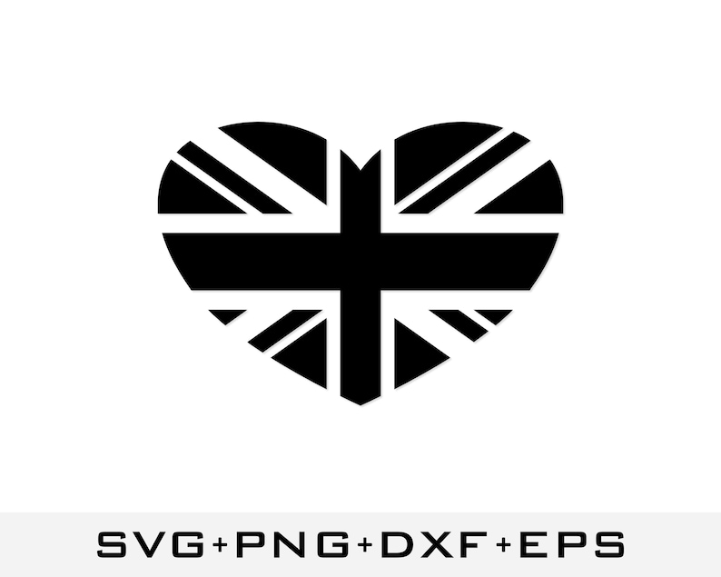 Heart Union Jack Flag SVG | UK Flag Cut File | British Decal | Cricut ...