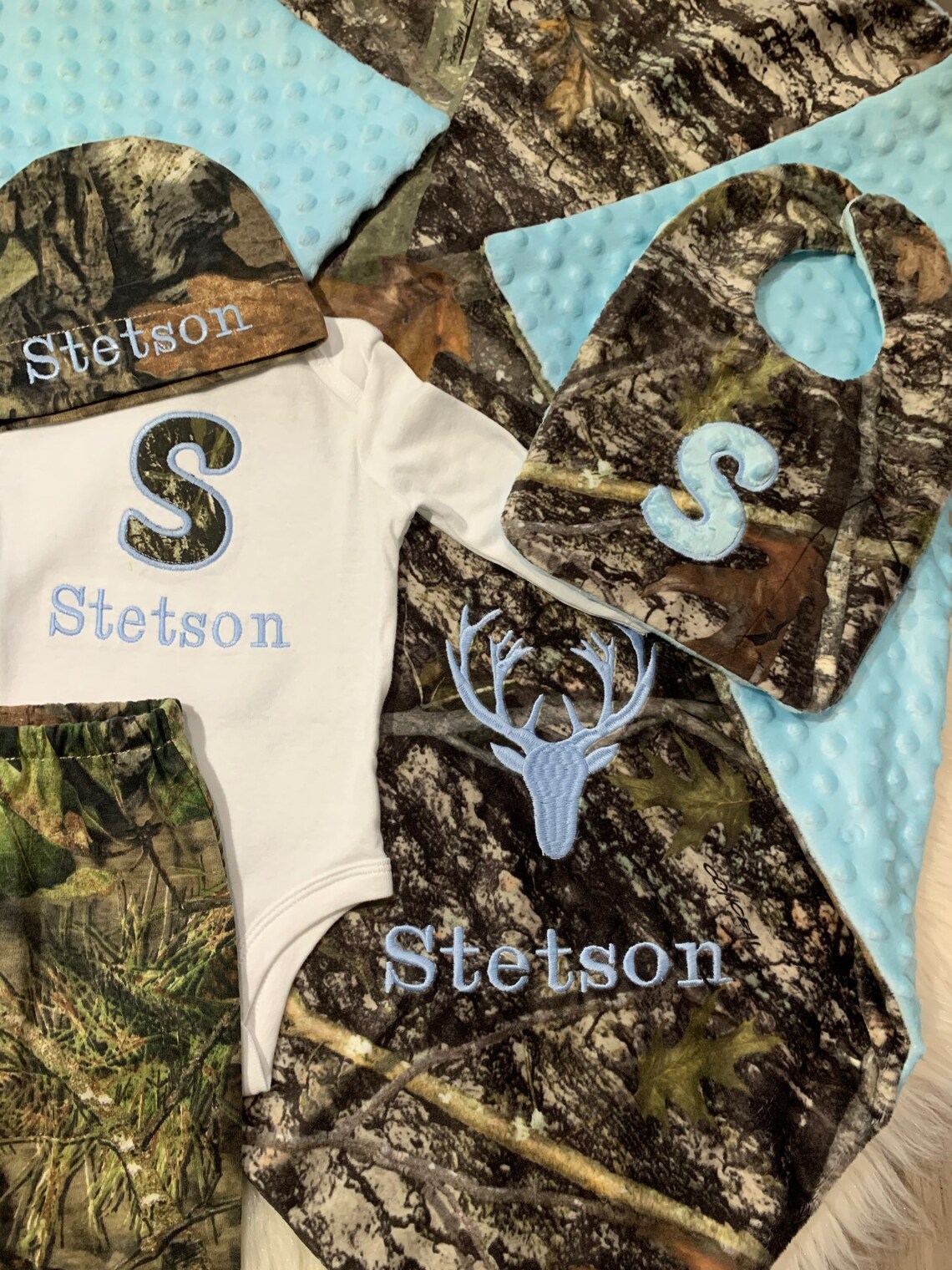 Personalized Blue Camo Baby Boy Blanket Minky Camo Hunting | Etsy