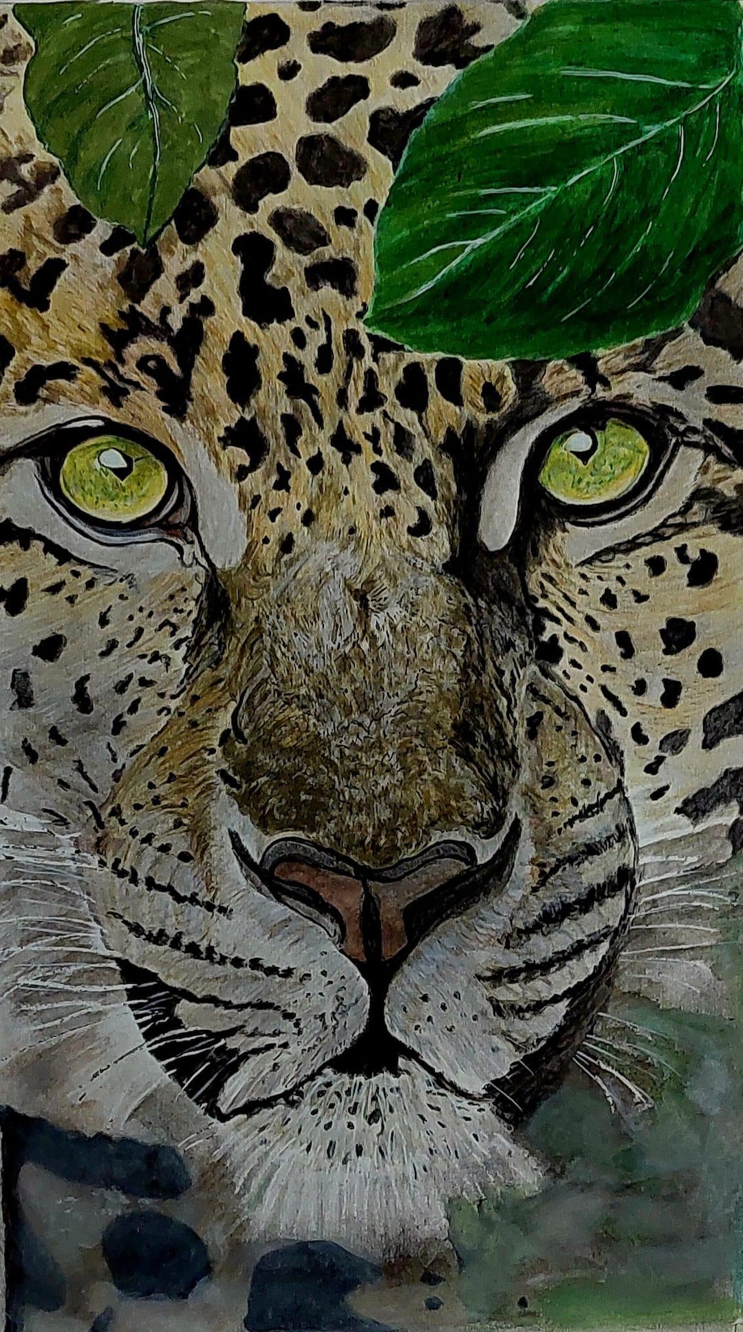 Framed Leopard Drawing – Realistic Wildlife Art on Toned Cardboard ...