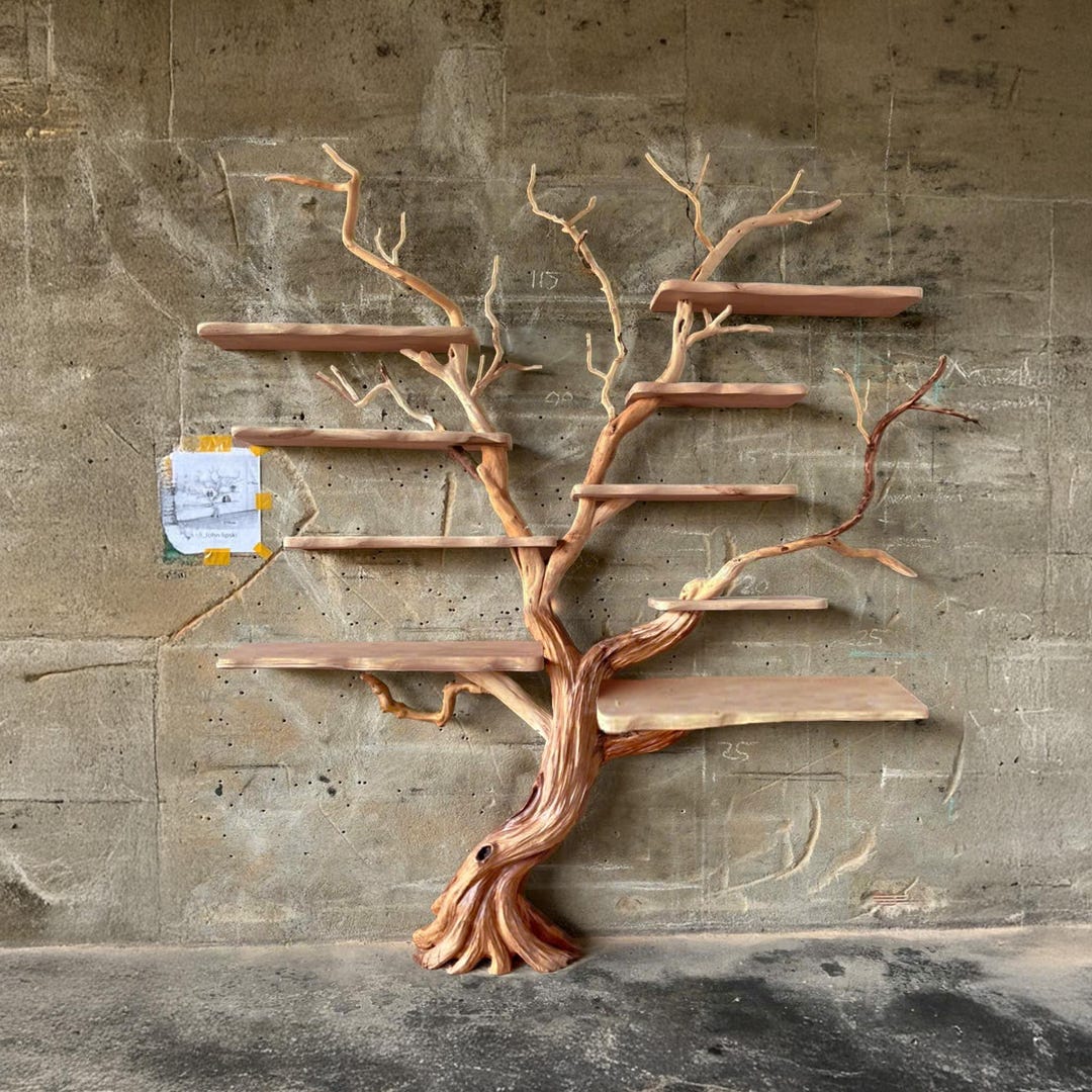 Tree Branch Book Shelf Floating Wall Mount Decor Driftwood Floor ...