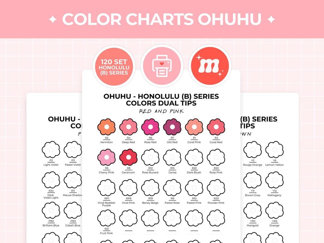 OHUHU 120 Alcohol Marker Color Chart – Printable PDF Download ...