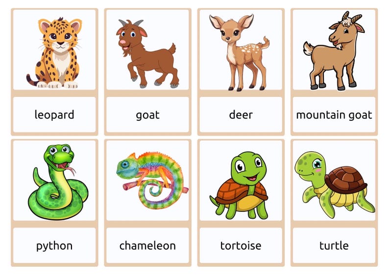 Animal Flashcards Ready to Print Pdf Format - Etsy