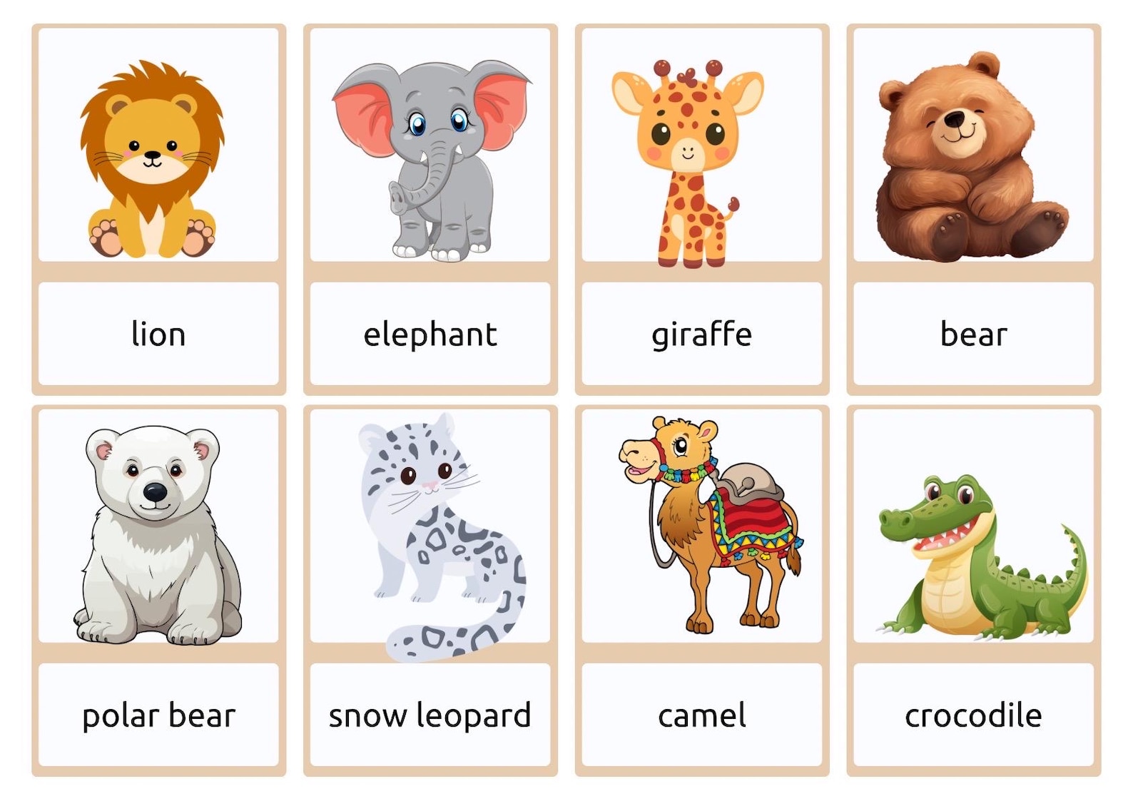 Animal Flashcards Ready to Print Pdf Format - Etsy