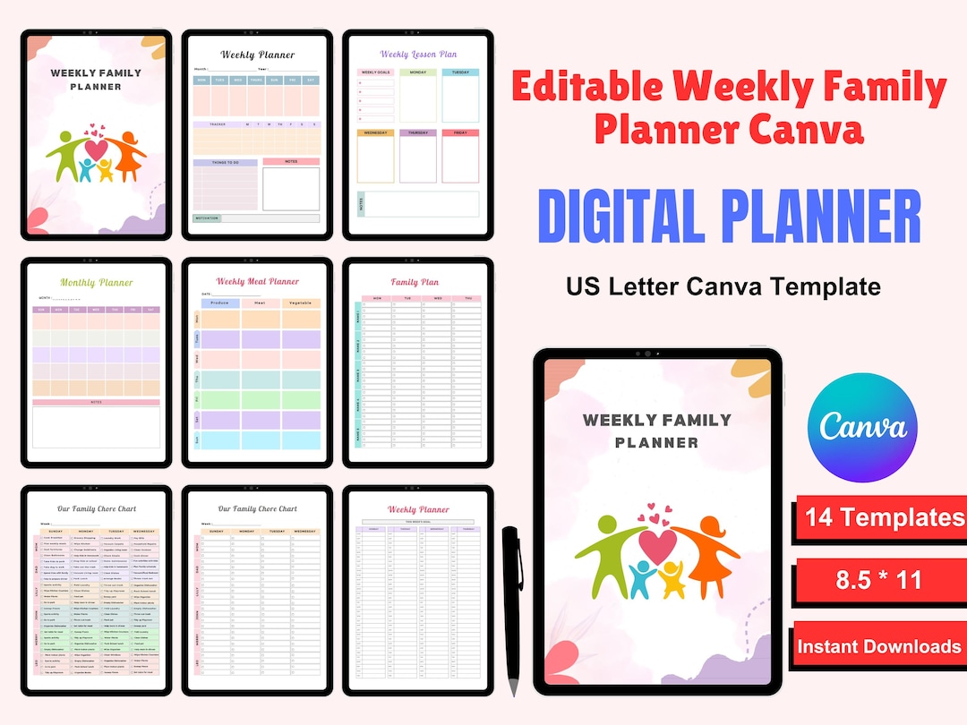 EDITABLE Weekly FAMILY PLANNER Command Center | Family Planner ...