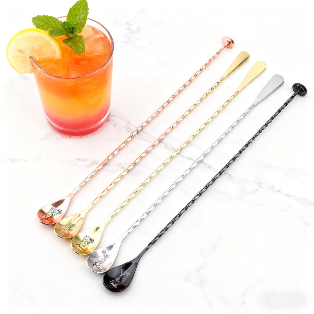 Personalized Metal Cocktail Stirrer | Custom Engraved Drink Stirrers ...