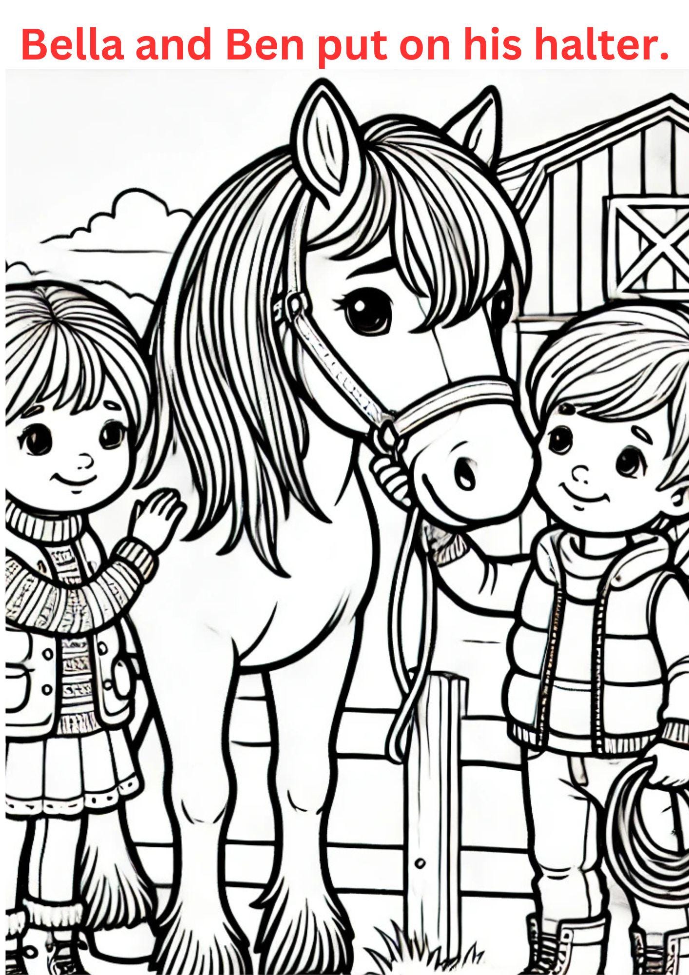 Digital Kids Coloring Book Printable Horse Coloring Pages Pony and Farm ...