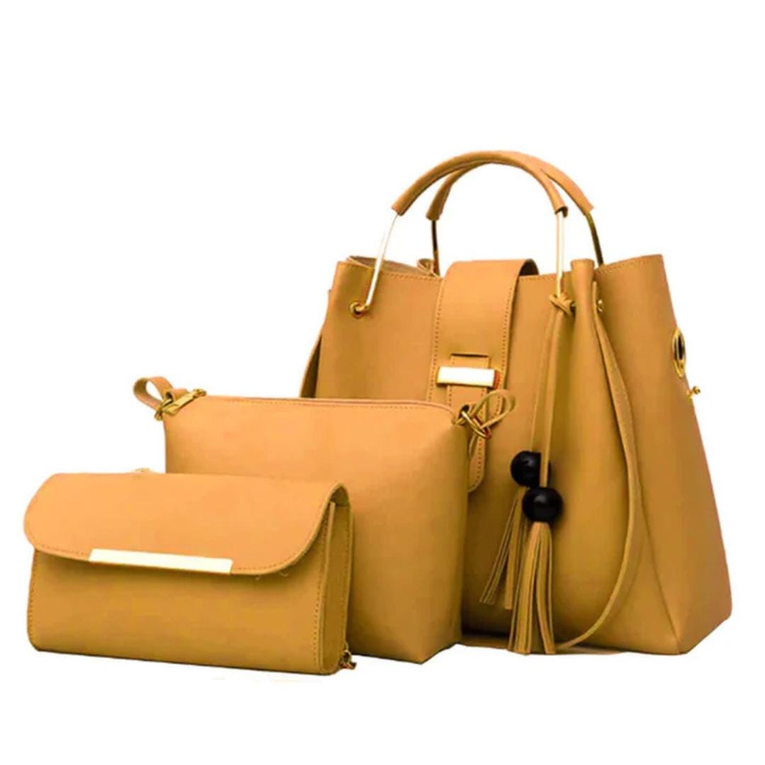 3 Piece Hand Bag Set With Shoulder Bag Cross Body Bag and Wallet Purse ...
