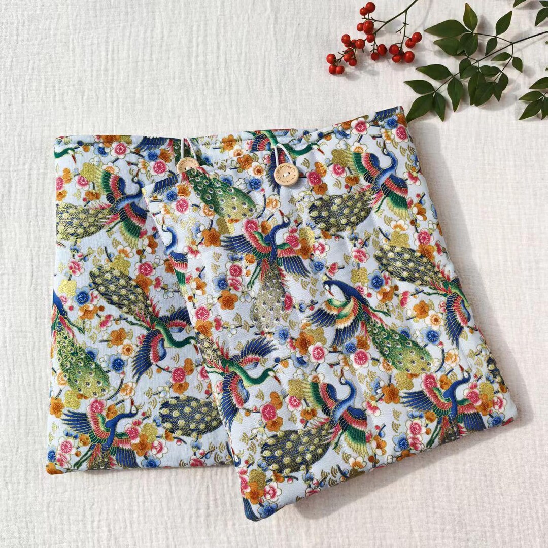 Quilted Cotton Book Cover, Book Sleeve, Book Skin, Travel Book Pouch ...
