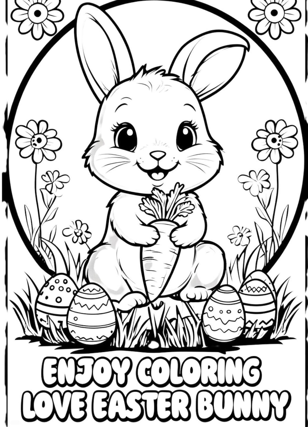 Kids Easter Bunny Colouring Pages Instant Download/print 25 Pages - Etsy
