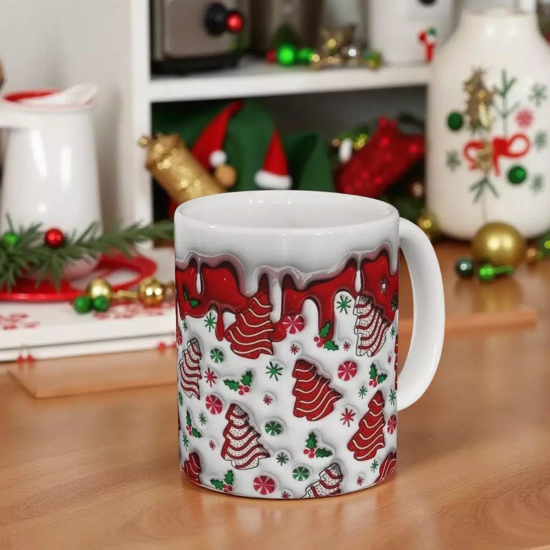 Red Drip Christmas Tree Coffee Mug | Holiday Ceramic Cup - Etsy UK