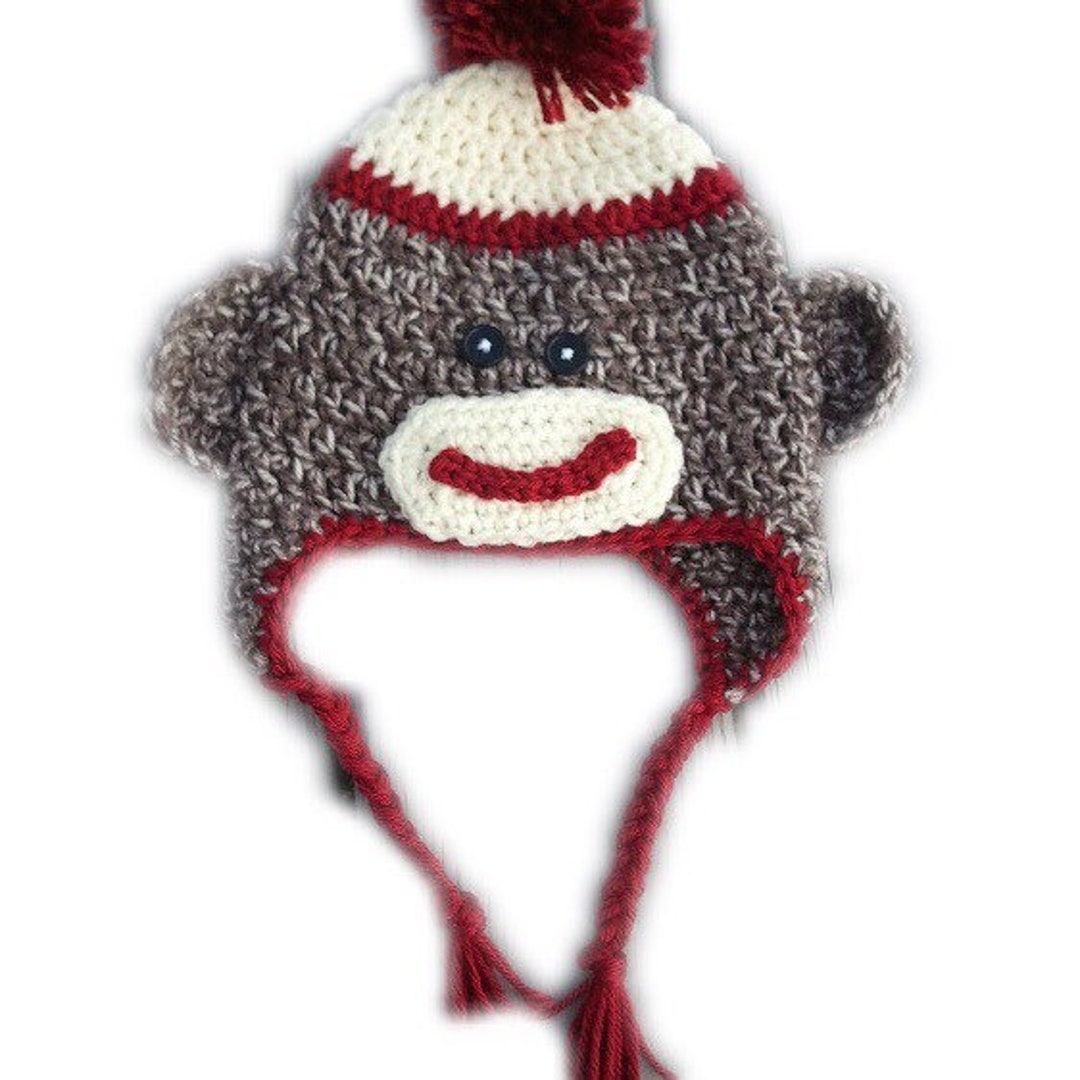 Sock Monkey Hat- Baby Sock Monkey Hat- Infant Sock Monkey Hat- Baby ...