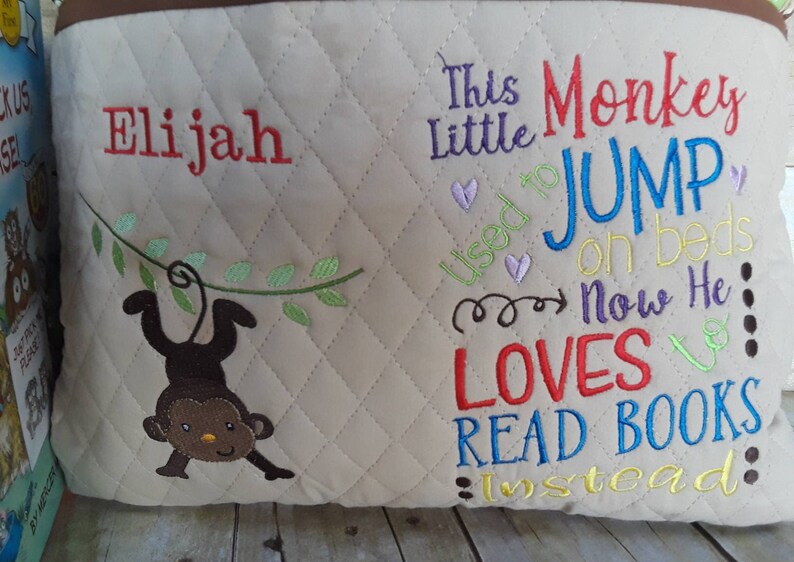 Personalized Monkey Reading Pillow, Birthday Gift for Boy, Kids Room ...