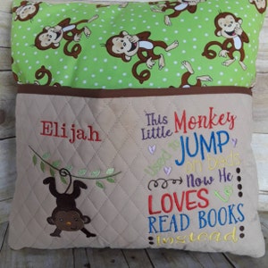 Personalized Monkey Reading Pillow, Birthday Gift for Boy, Kids Room ...