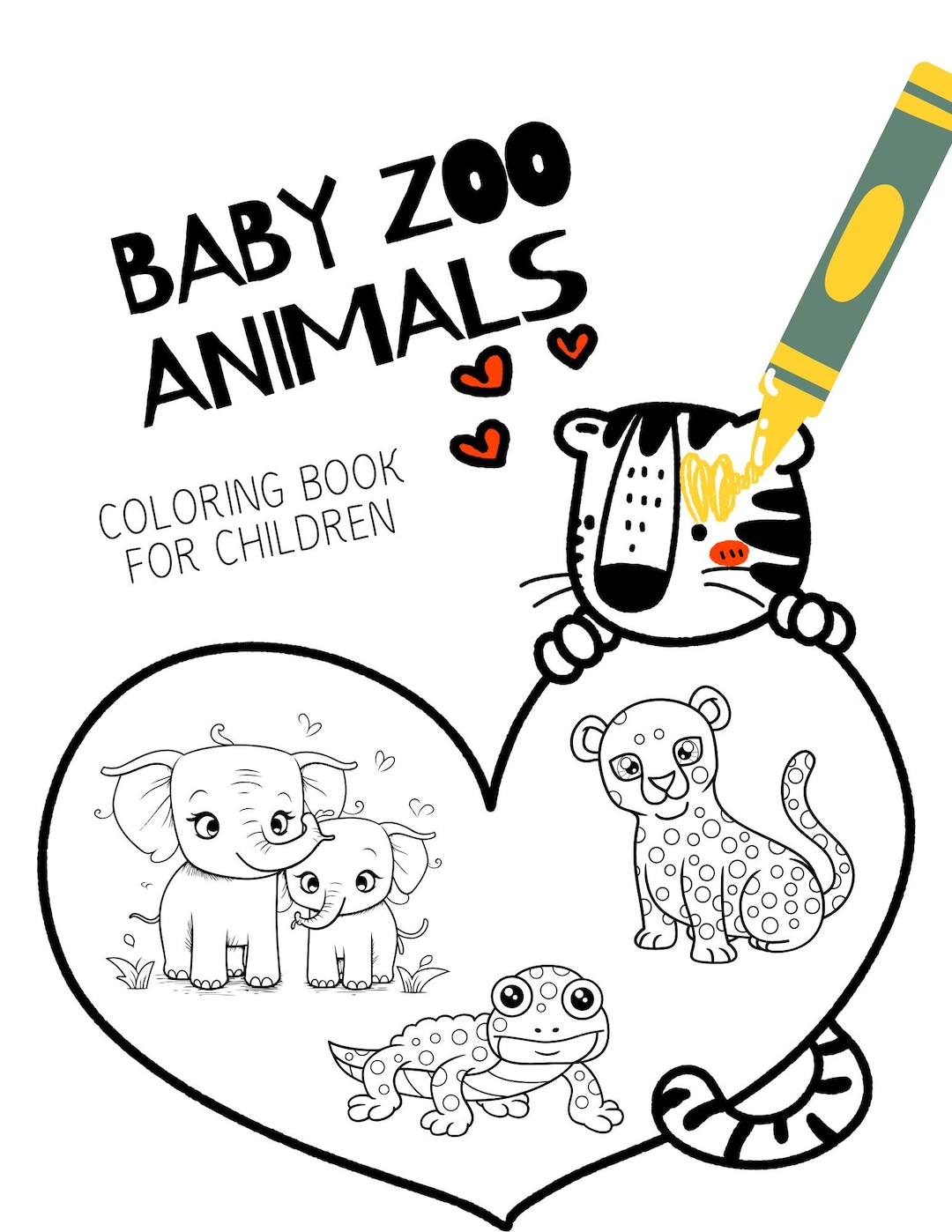 Baby Zoo Animals Coloring Book for Kids: 19 Cute & Adorable Animal ...