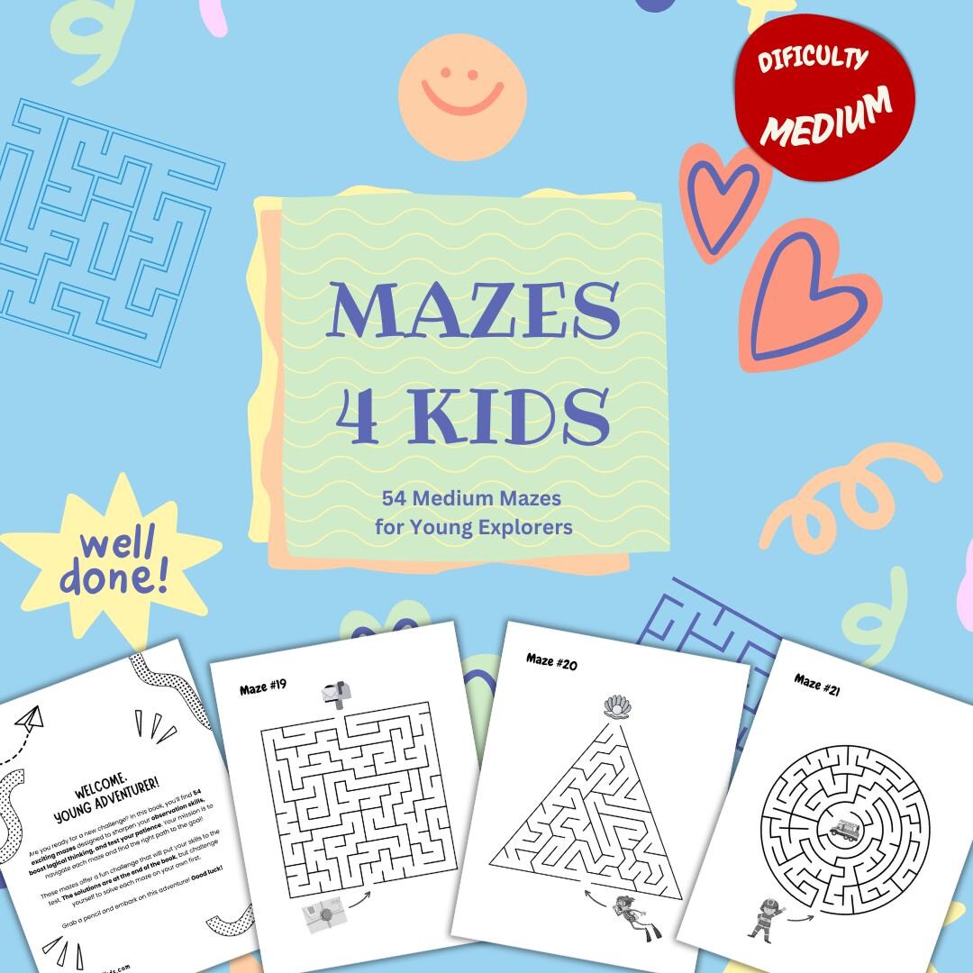 Mazes 4 Kids: 54 Medium Mazes for Young Explorers - Etsy
