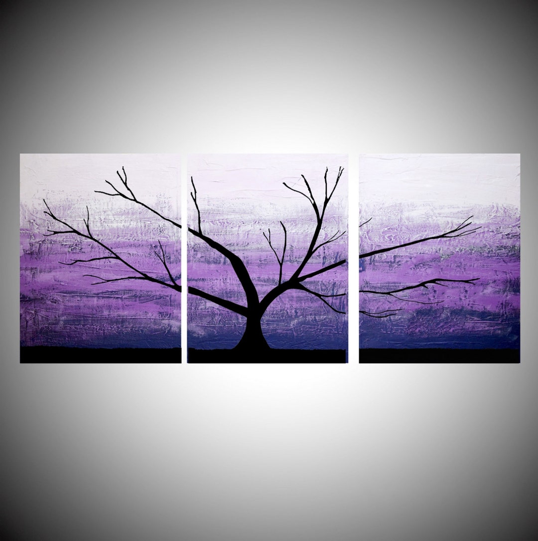 LARGE WALL ART Triptych 3 Piece Panel Wall Contemporary Art Tree of ...