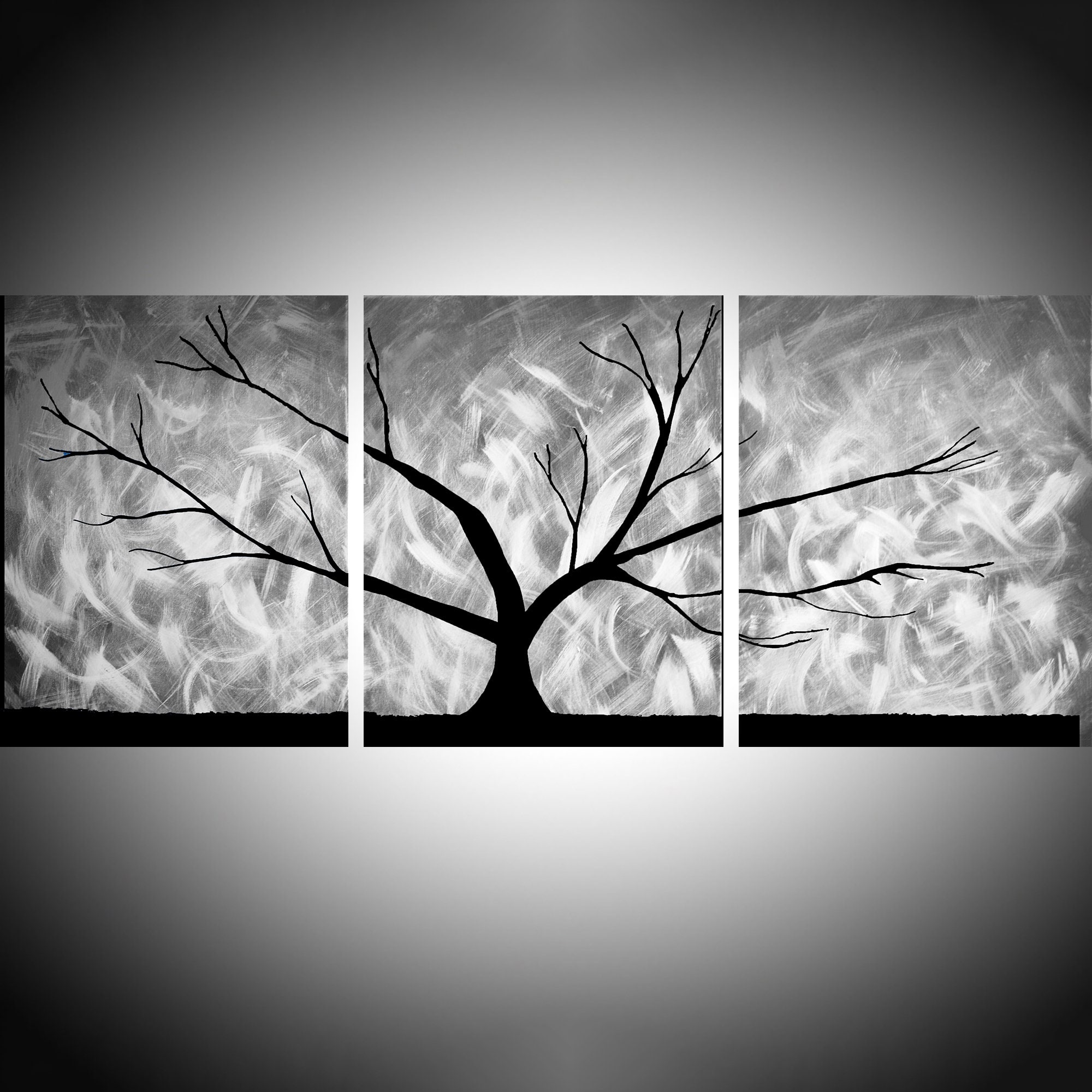 Three Canvas Tree Paintings