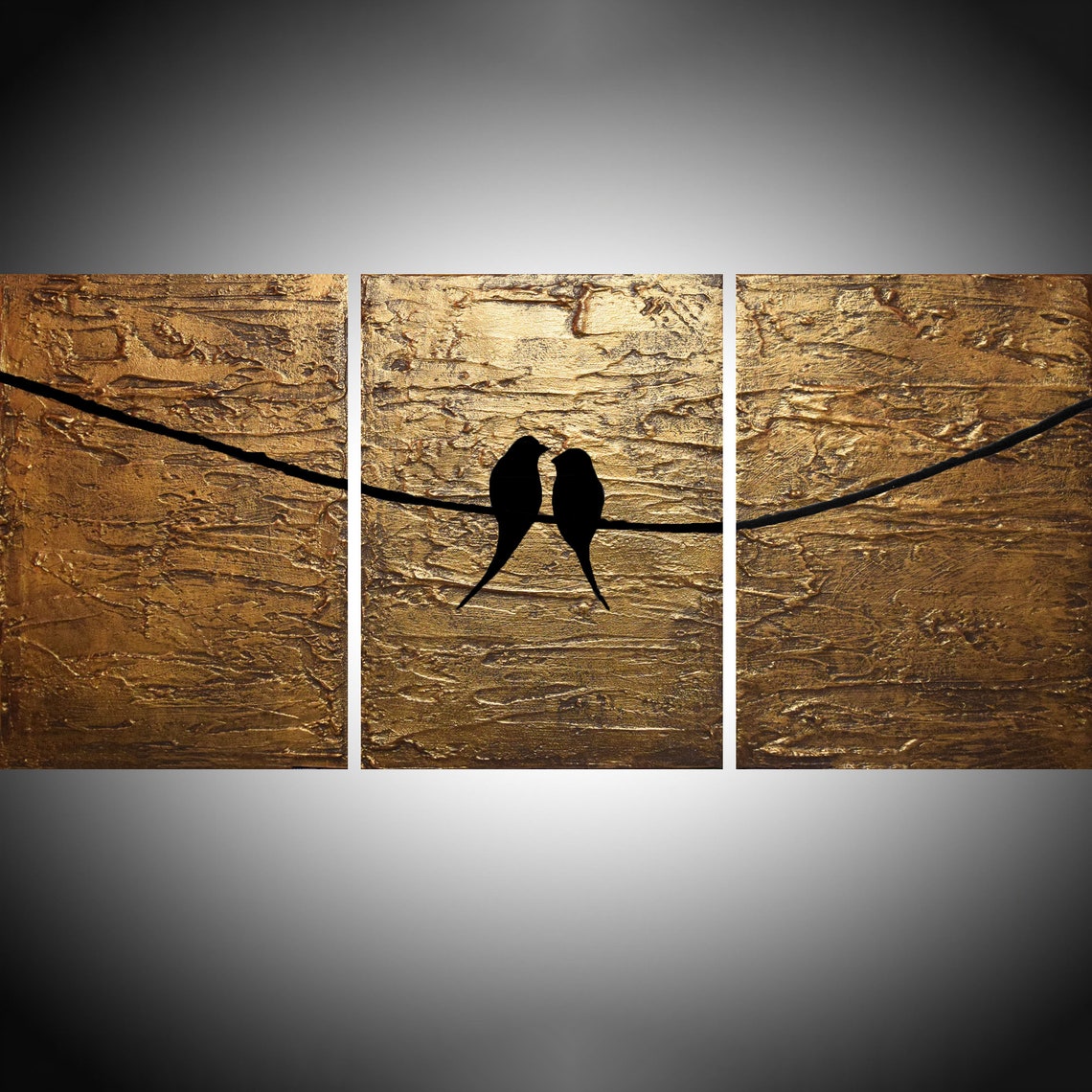LARGE WALL ART Triptych 3 Aztec Birds Original Contemporary Textured ...