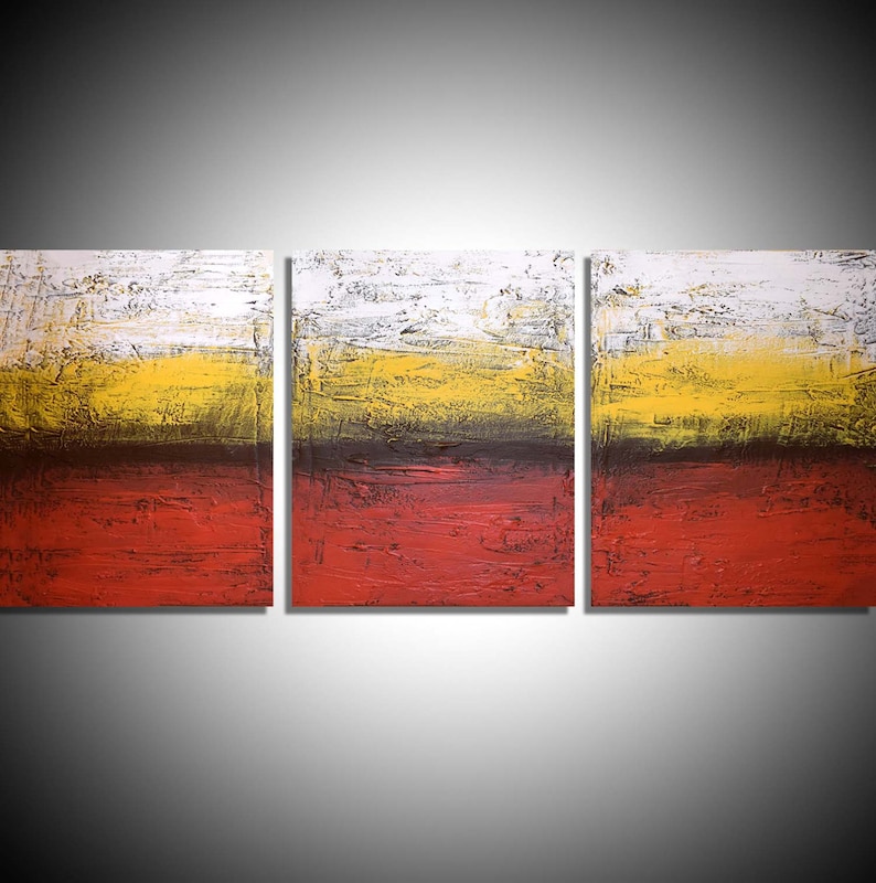 LARGE WALL ART Triptych 3 Panel Wall Contemporary Art Rainbow Flats Canvas Original Painting ...