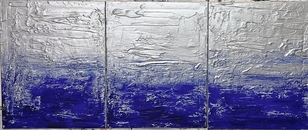 Extra LARGE WALL ART Triptych 3 Panel Metal Silver - Etsy