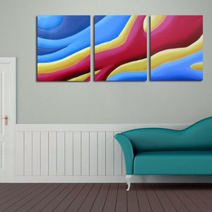 Extra Large Wall Art Triptych Huge Triptych colour Acel Canvas Art 3 ...