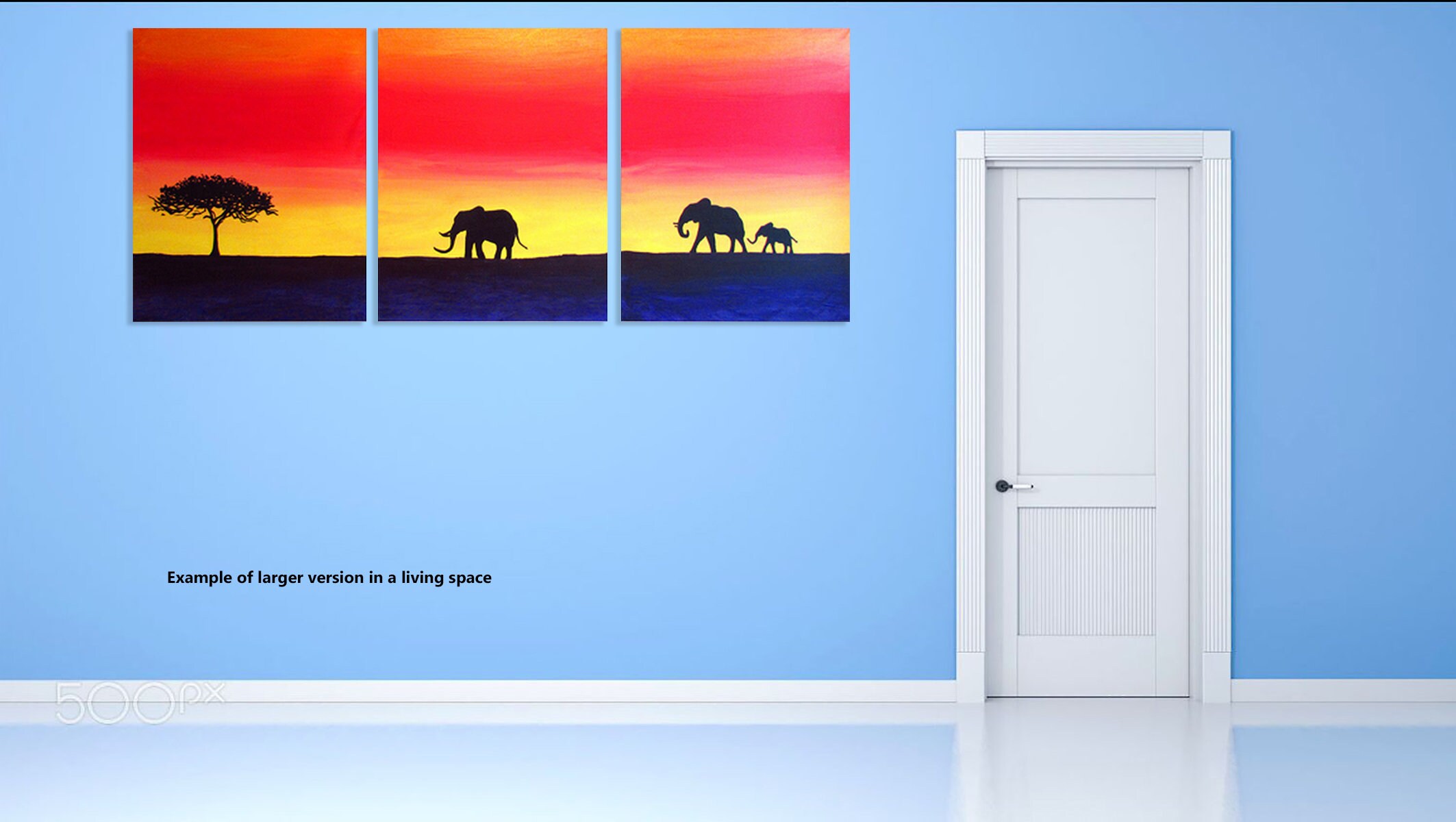Elephant Animal Art Multi Panel LARGE WALL ART Triptych 3 Canvas ...