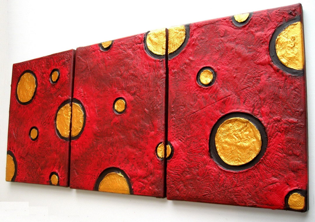 Abstract Multi Panel Painting Triptych Wall Art Contemporary Canvas ...