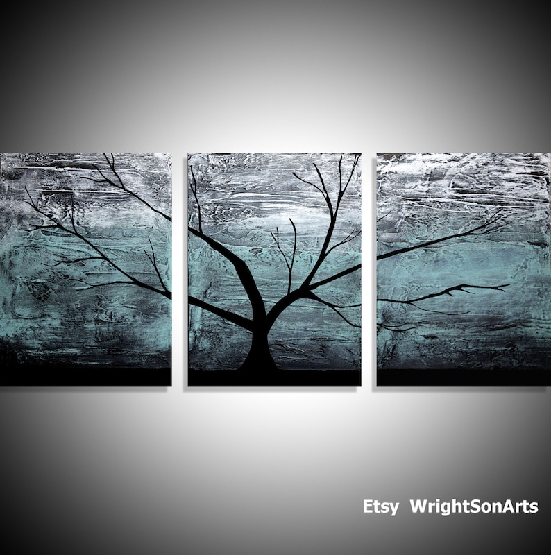 Original Acrylic Paintings on Canvas Abstract Triptych - Etsy UK