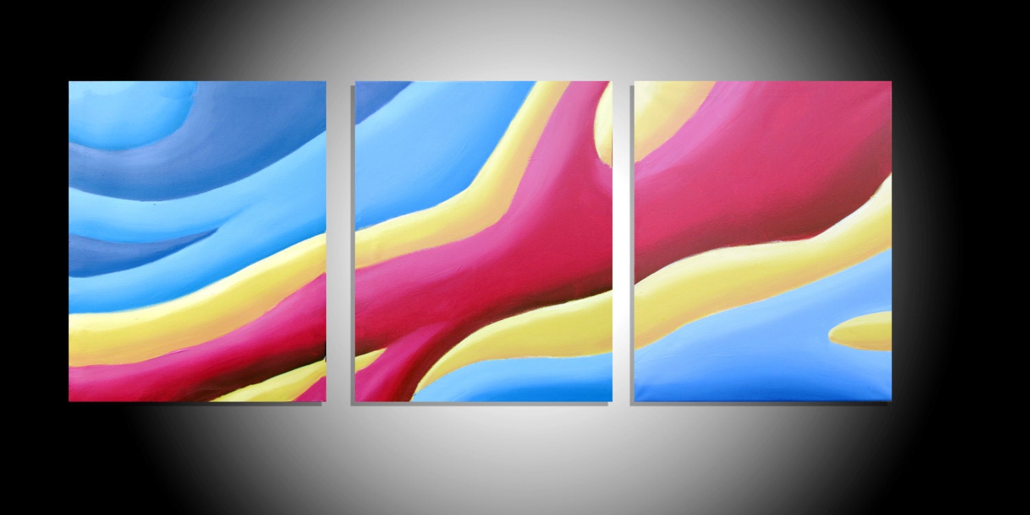 Extra Large Wall Art Triptych Huge Triptych colour Acel Canvas Art 3 ...