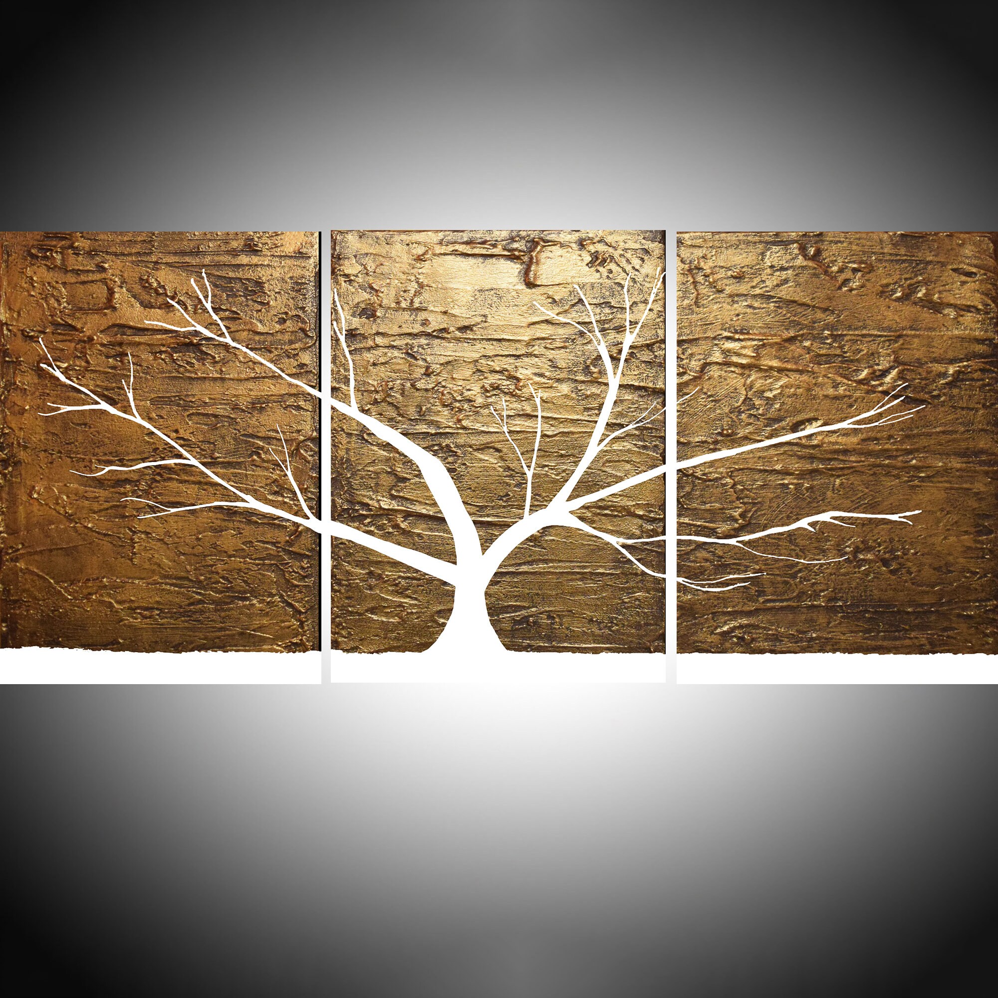 Three Canvas Tree Paintings