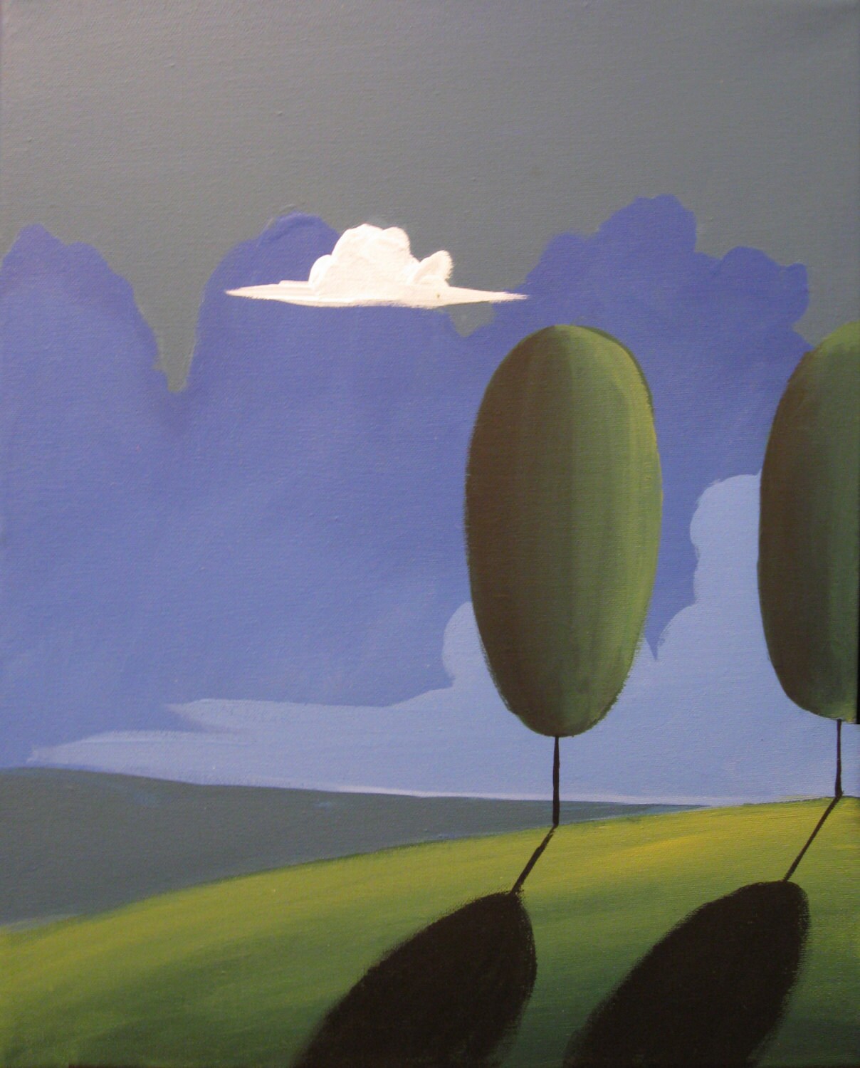 Landscape Original Art by UK Artist 2 Panel Abstract Painting Triptych ...