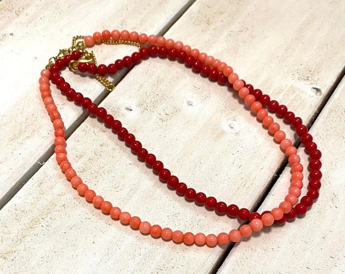 Coral Necklace, Red Coral Choker, Pink Coral Choker - Etsy