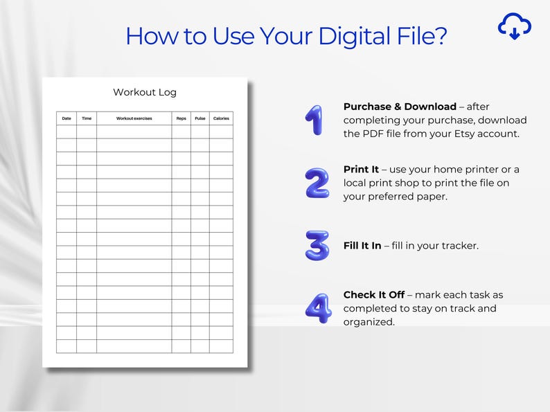 Digital Workout Log | Printable Exercise and Progress Sheet ...