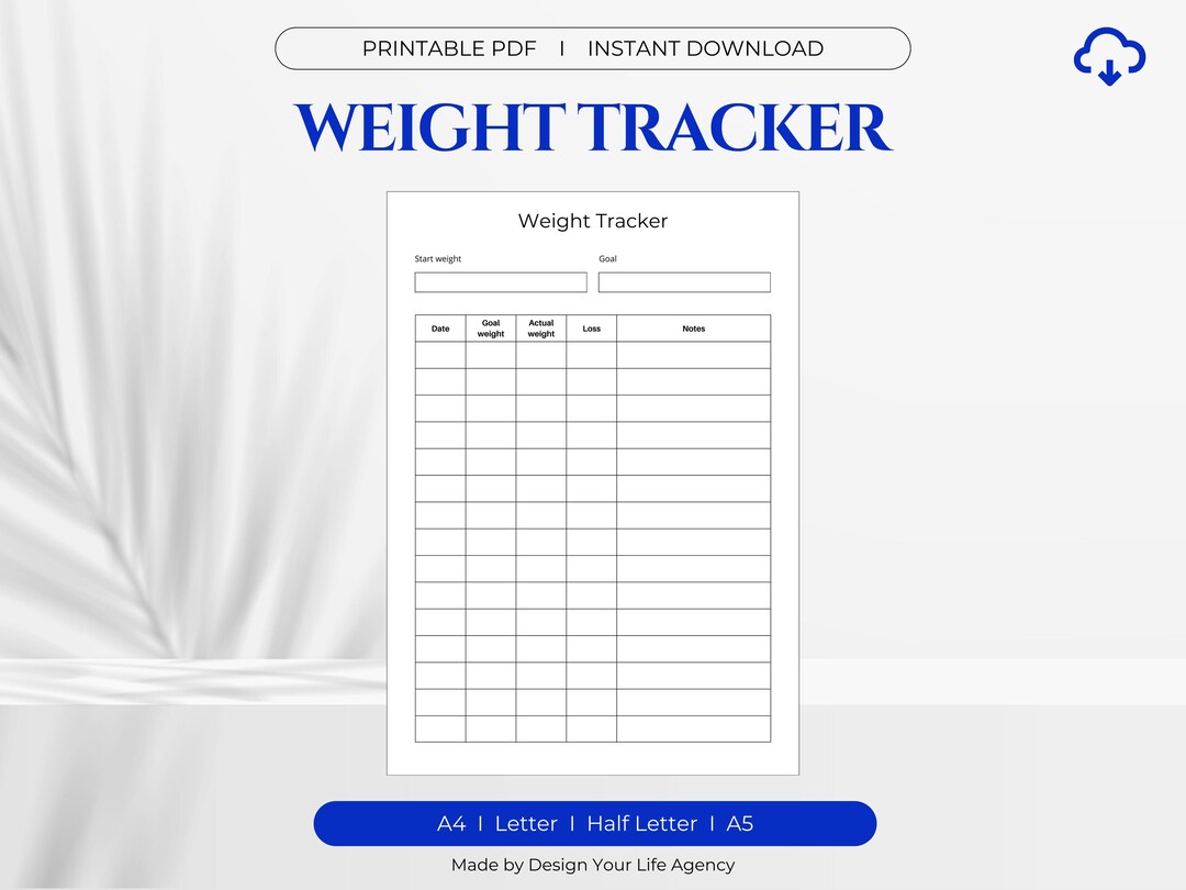 Weight Tracker PDF - Track Fitness Goals - Weight Loss Progress - Start ...