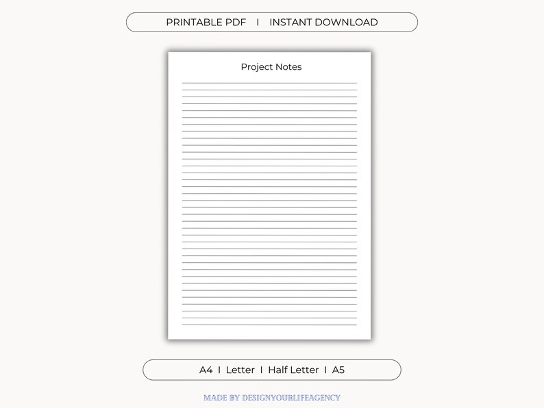 Project Notes Printable Tracker PDF - Project Tracker, Task Organizer ...