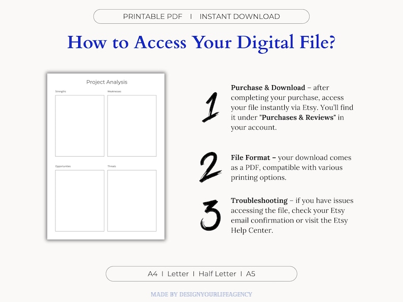 Project Analysis Printable PDF - SWOT Analysis Template, Business ...