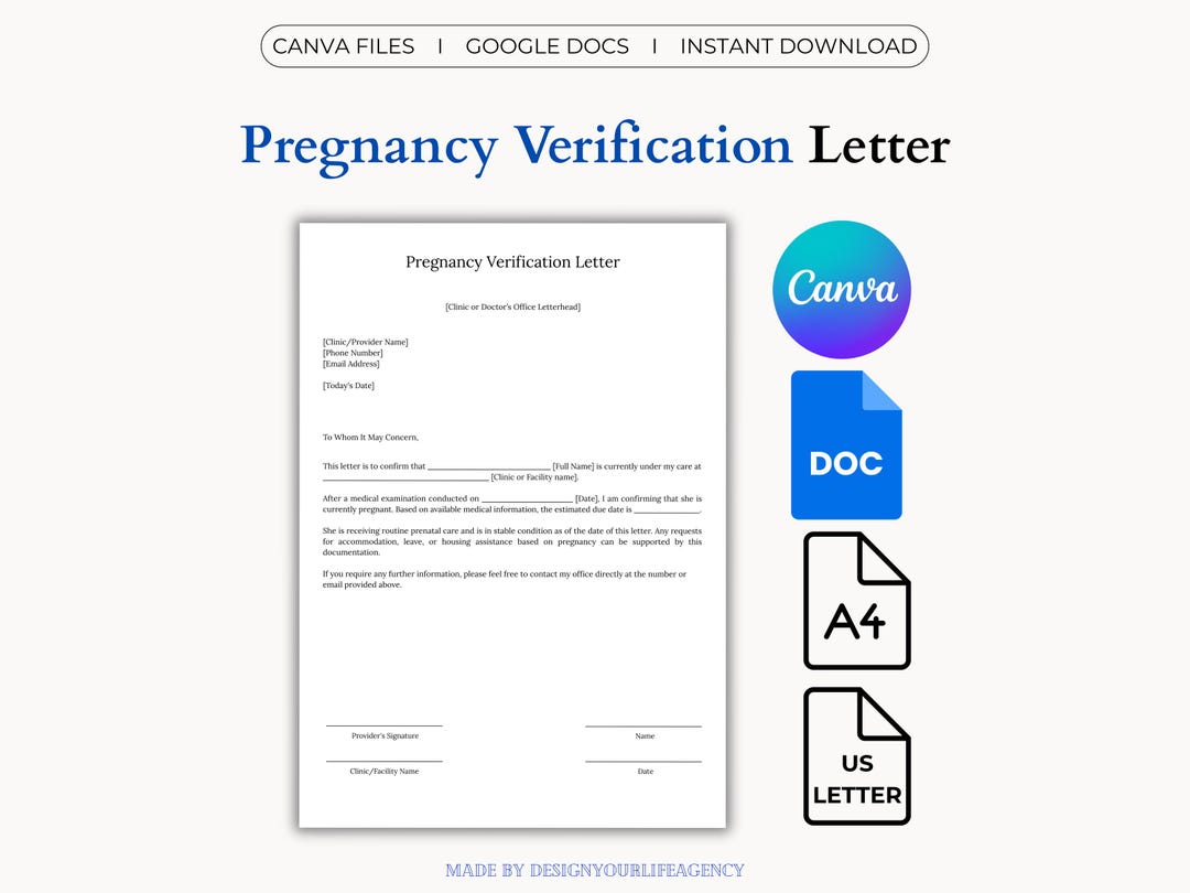 Proof of Pregnancy Verification Template: Doctor Confirmation Letter ...